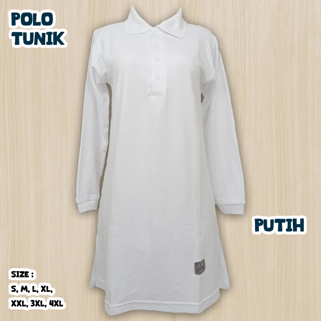 Jual S-XL Kaos Polos Tunik Polo Muslimah Putih Syari/Seragam Olahraga ...