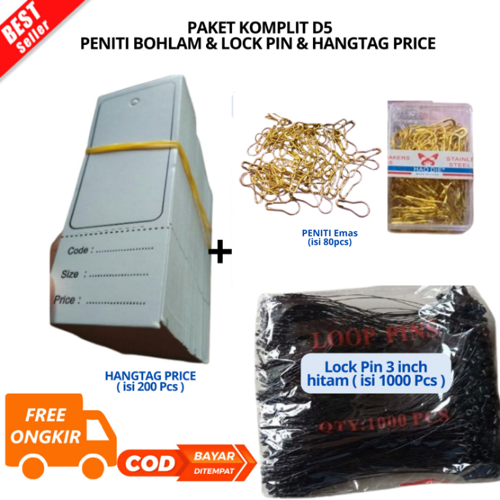 Jual [BAYAR DI TEMPAT] (Paket 01) LOCK PINS 1000 PCS + HANG TAG / 200 ...