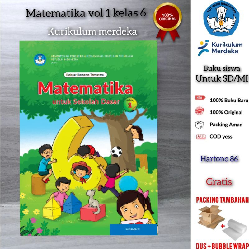 Jual Buku paket siswa Matematika vol 1 SD/Mi Kelas 6 Untuk Kurikulum ...
