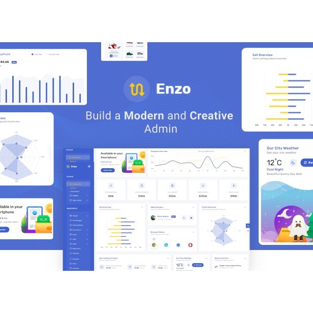 Jual Enzo Bootstrap 5 Admin Dashboard Template Angular React Vue Html Aspnet Shopee