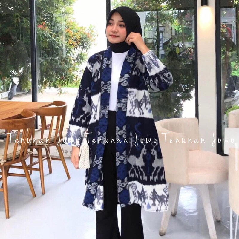 Jual outer wanita tenun etnik elegant long outer simpel etnik motif ...