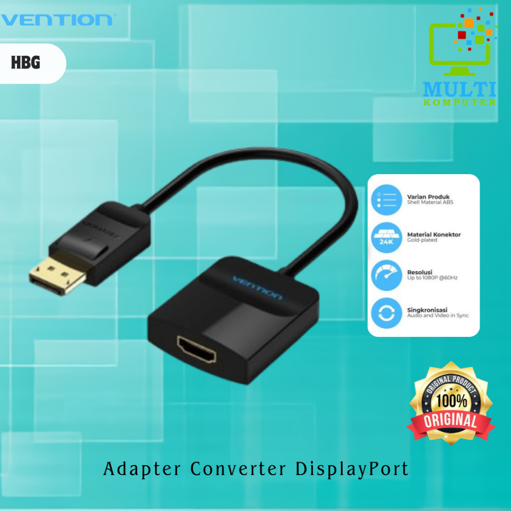 Jual Vention HBG Adapter Converter DisplayPort (DP) Male to HDMI Female ...