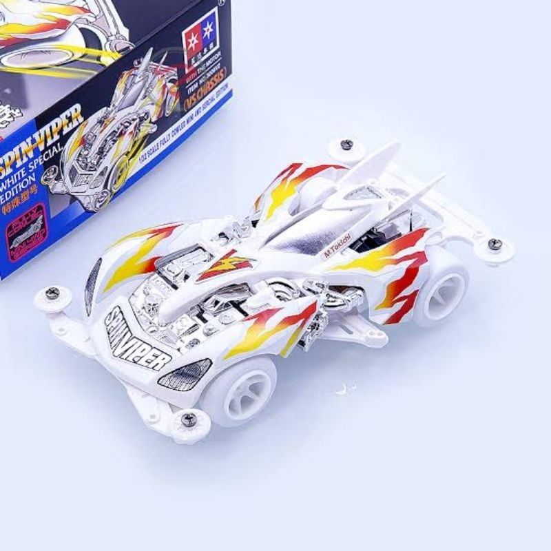 Jual rep tamiya mini 4wd merek daxing spin viper white special edition vs chassis | Shopee Indonesia