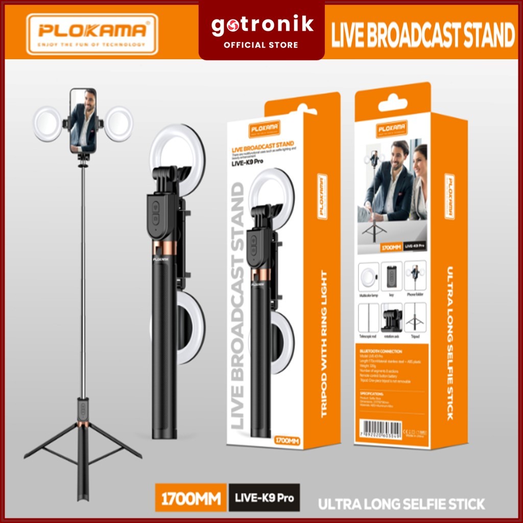 Jual TONGSIS K9 LED PRO Tongsis Tripod Bluetooth Selfie Stick 3 in 1 ...