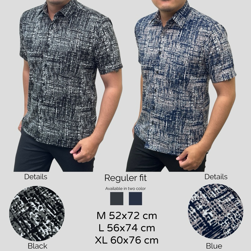 Jual LAFINO BASIC - KEMEJA MOTIF PRIA /HEM PRIA CORAK KASUAL / ATASAN KEMEJA PENDEK PRIA KATUN ...