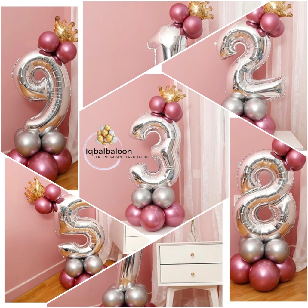Jual STANDING DIY ANGKA SILVER PINK DEKORASI | Shopee Indonesia
