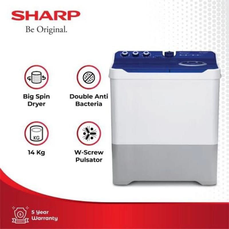Jual Mesin cuci 2 tabung 14 kg SHARP DOLPHINWAVE ES-T1490WA | Shopee ...