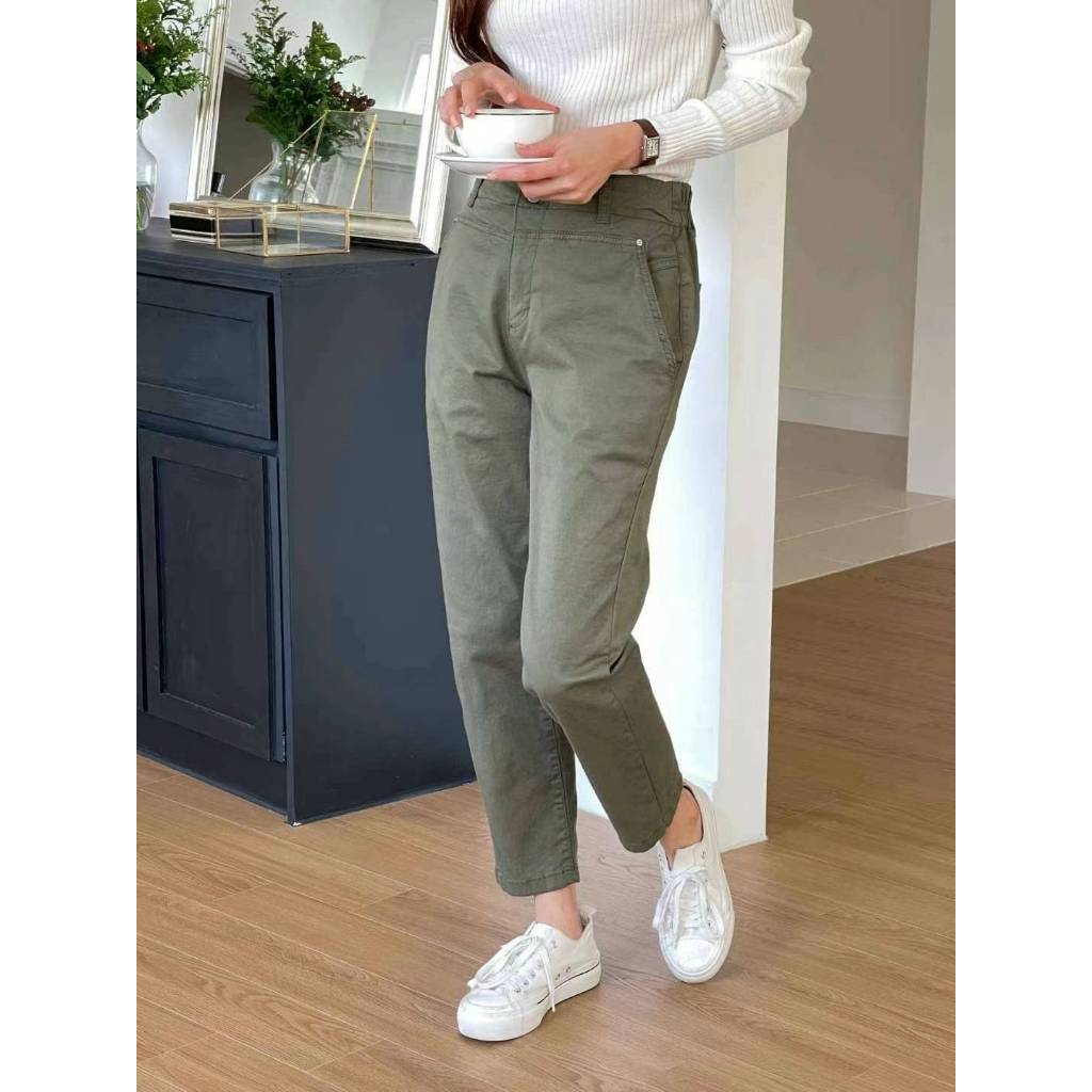 Jual 8G-5 Micha 미차 Green/White Pants - Made in Korea | Shopee Indonesia