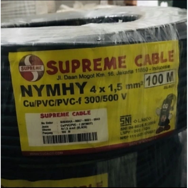 Jual Kabel Listrik Serabut Supreme NYMHY 4x1.5 mm2 Hitam NYYHY 4 x 1.5 mm2 1 Roll 100 meter ...