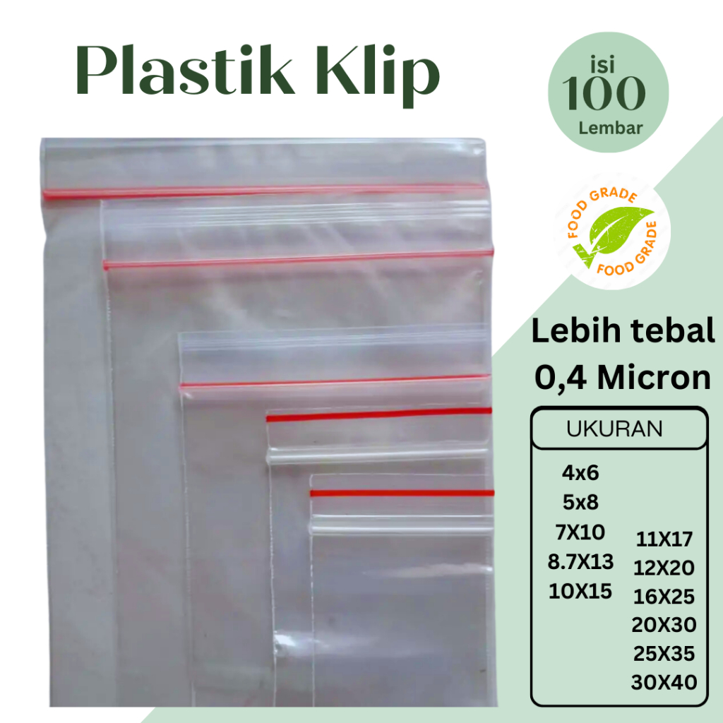 Jual Plastik Klip Ziplock Food Grade Zipper Bening isi 100 pcs Plastik ...