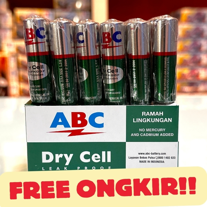Jual Batu Baterai ABC HIJAU 1 BOX (24 Pcs) Dry Cell AA / A2 AAA Battery ...