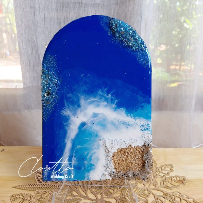 Jual dekorasi Resin mahar resin full frame tema laut sea pantai custom ...