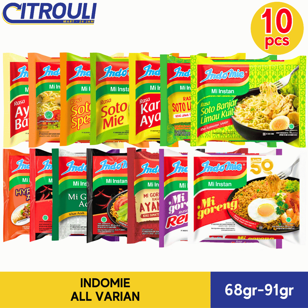 Jual (ISI 10pcs) INDOMIE GORENG / KUAH SEMUA RASA (BISA MIX VARIAN ...