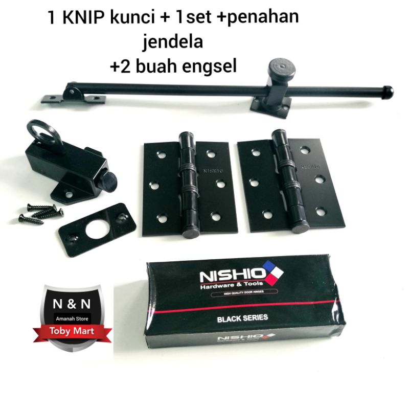 Jual Paket Pasang Jendela Slot Kunci knip hitam / Engsel jendela ...