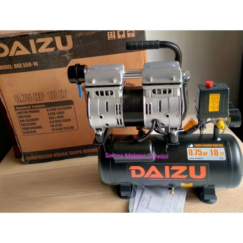 Jual DAIZU ODZ 550-10 3/4 HP 10L Kompresor Angin Listrik Oilless Tanpa ...