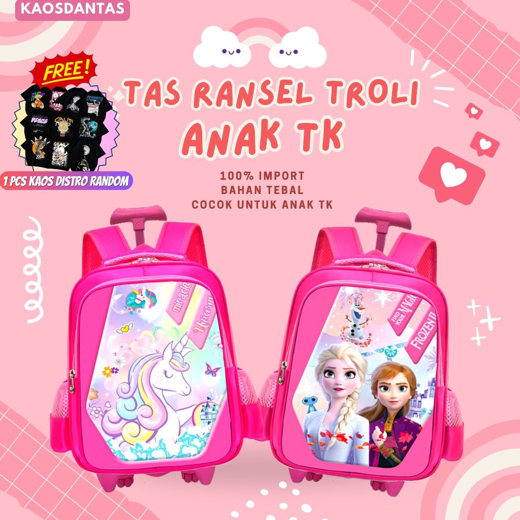 Jual 5513-TAS RANSEL TROLI ANAK SEKOLAH TK PAUD GAMBAR KARTUN PEREMPUAN | Shopee Indonesia