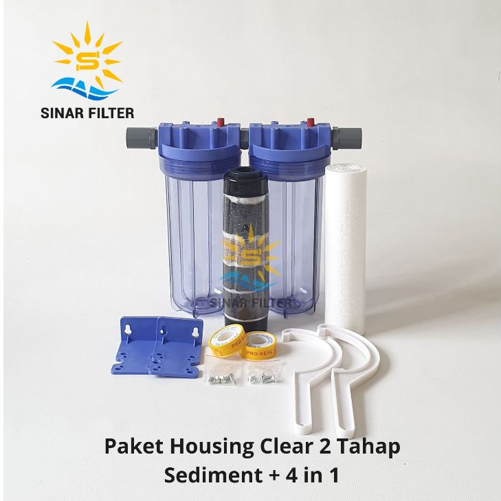 Jual Paket Filter Air 2 Housing 10" ( Sediment + 4in1 ) | Shopee Indonesia
