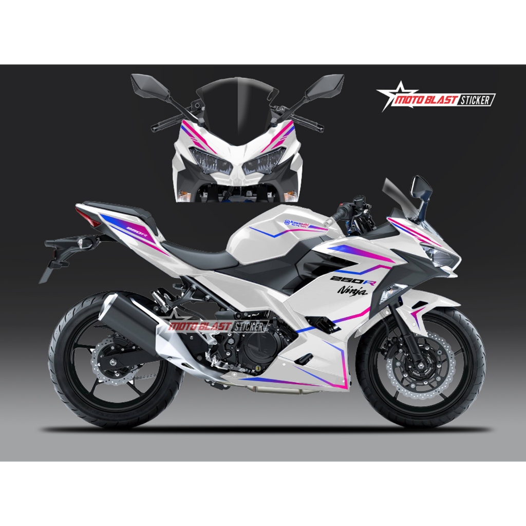 Jual Decal Stiker Ninja 250 Fi Livery White Rainbow Full Body Motoblast ...