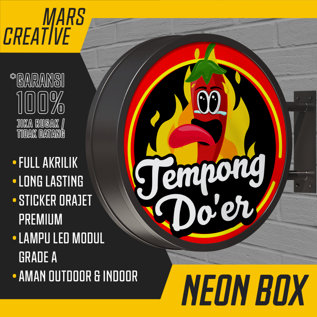 Jual Neon Box Indoor Outdoor Ukuran 80cm x 80cm Premium Custom 2 Sisi ...