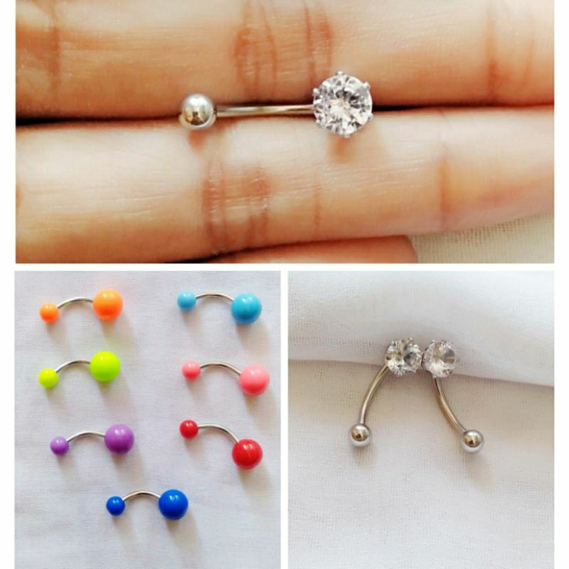 Jual Anting tindik pusar perut lengkung permata piercing | Shopee Indonesia