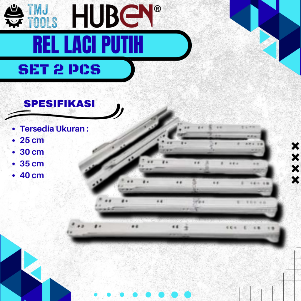 Jual HUBEN Rel Laci Putih Sliding Set 2 pcs 25 35 40 CM Rel Laci Lemari ...