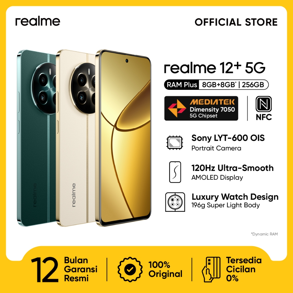 Jual realme 12 Plus 8GB+8GB*|256GB (Sony LYT-600 OIS Portrait Camera ...