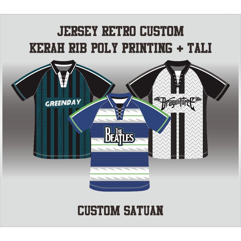 Jual Jersey Retro Custom Kerah Printing Rib Variasi Tali | Shopee Indonesia