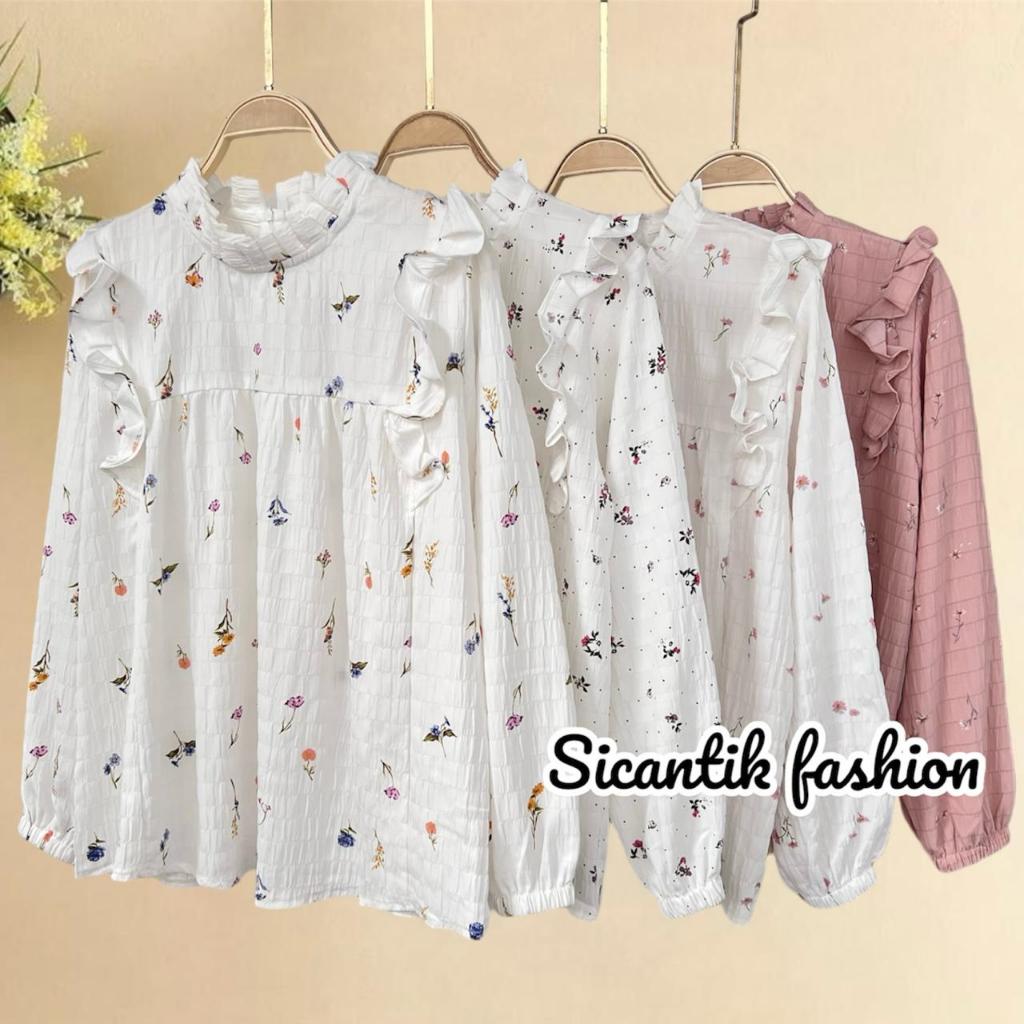 Jual FLOWER BLOUSE KOREAN STYLE - FLORAL BLOUSE MOTIF BUNGA - OLLA ...
