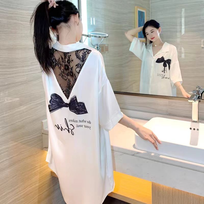 Jual Dress tidur korea wanita jumbo sutra es baju tidur dress kemeja ...