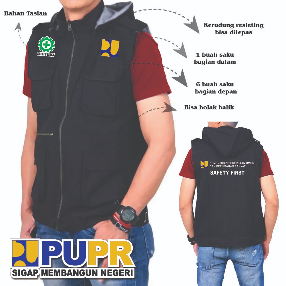 Jual JAKET PARASUT ROMPI PUPR SAFETY TERBARU / JAKET ROMPI SABLON ...