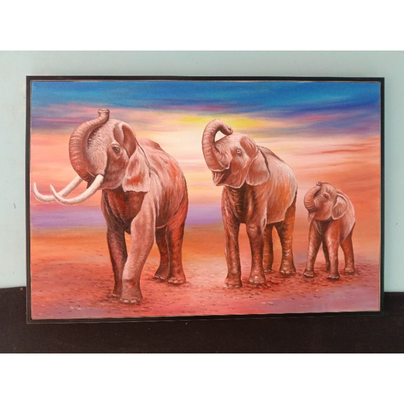 Jual lukisan gajah/lukisan binatang | Shopee Indonesia