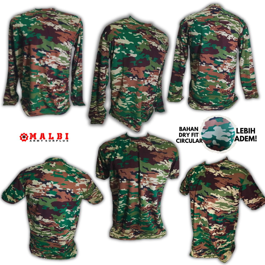 Jual Kaos DRY FIT Loreng Matra TNI Lengan Panjang Pendek HIGH QUALITY Dalaman Oblong Loreng ...