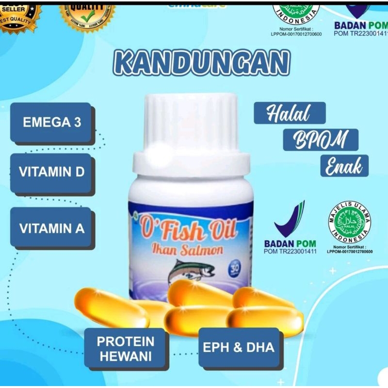 Jual O FISH OIL 30 Kapsul Minyak Ikan Salmon Omega 3 Squalene | Salmon ...