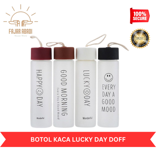 Jual Botol Kaca Lucky Day Doff 350ML/Botol Kaca Souvenir/Botol Minum ...