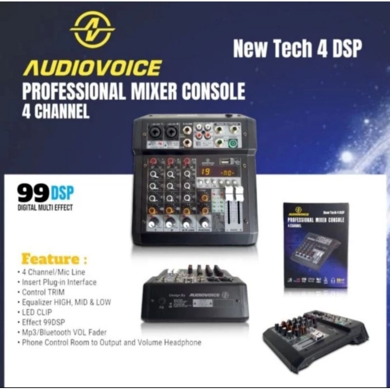 Jual Mixer Audiovoice New Tech 4 Dsp 4 Channel | Shopee Indonesia