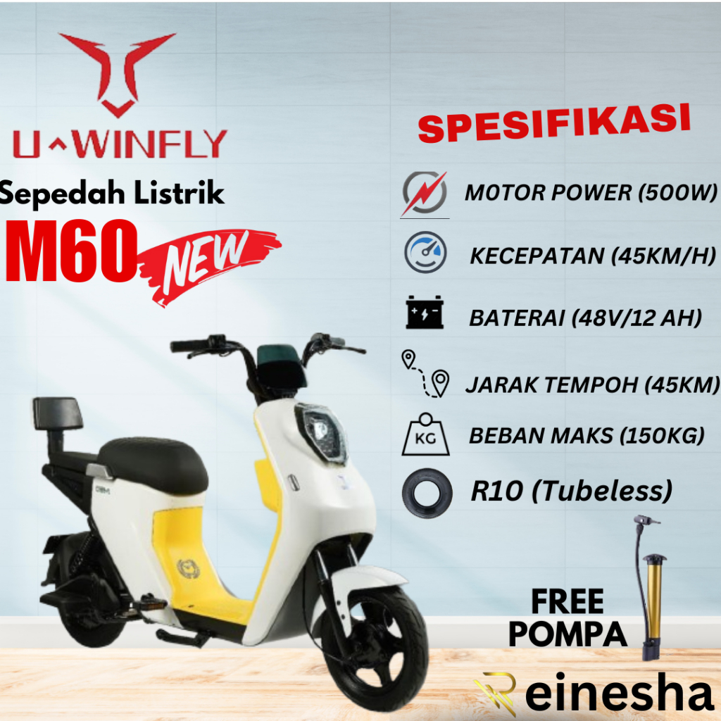 Jual SEPEDA LISTRIK UWINFLY M60 NEW 48 VOLT / 12 AH | Shopee Indonesia