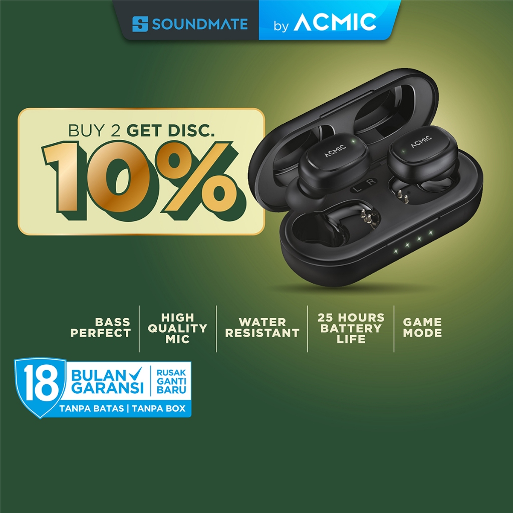 Jual ACMIC ZENDIO MINI TWS Extra Bass Gaming Headset Bluetooth Earphone ...