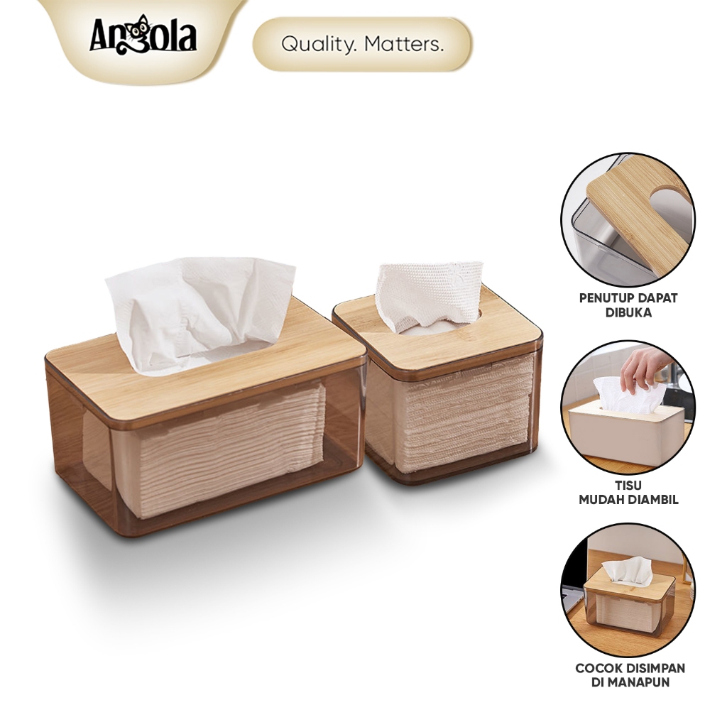 Jual Angola Kotak Tisu Bambu Minimalis D43/D58 Tissue Box Nordic Style ...