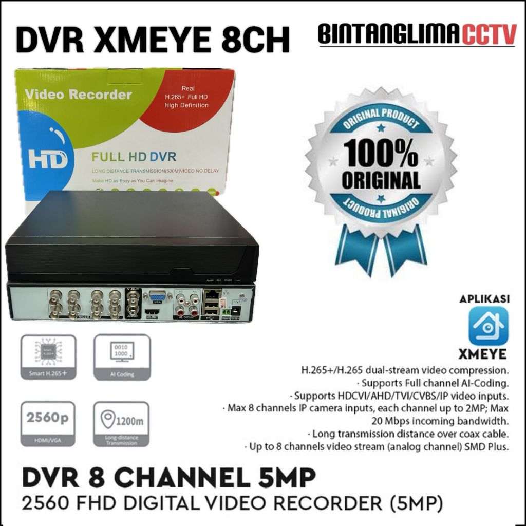 Jual DVR XMEYE 8CH SUPORT 5MP AHD 6 IN 1 | Shopee Indonesia