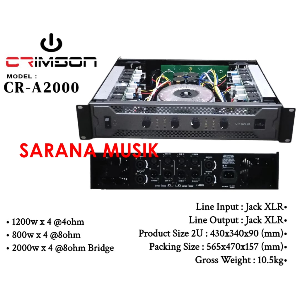 Jual Power Ampli Crimson CR A2000 CR A-2000 Crimson CRA2000 Power Amplifier 1200 WATT 4 Channel ...