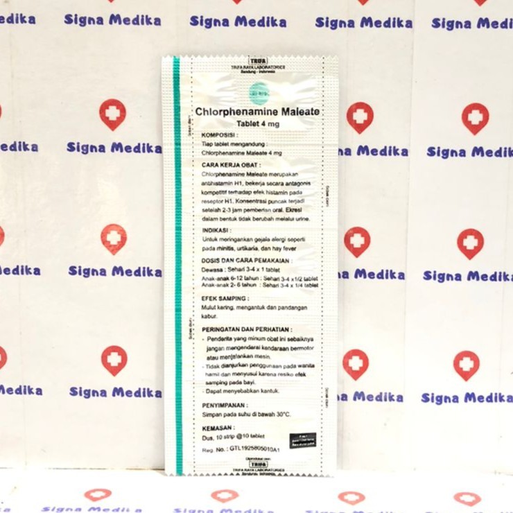 Jual Chlorphenamine Maleate 4 mg Isi 10 Tablet - CTM Obat Alergi ...