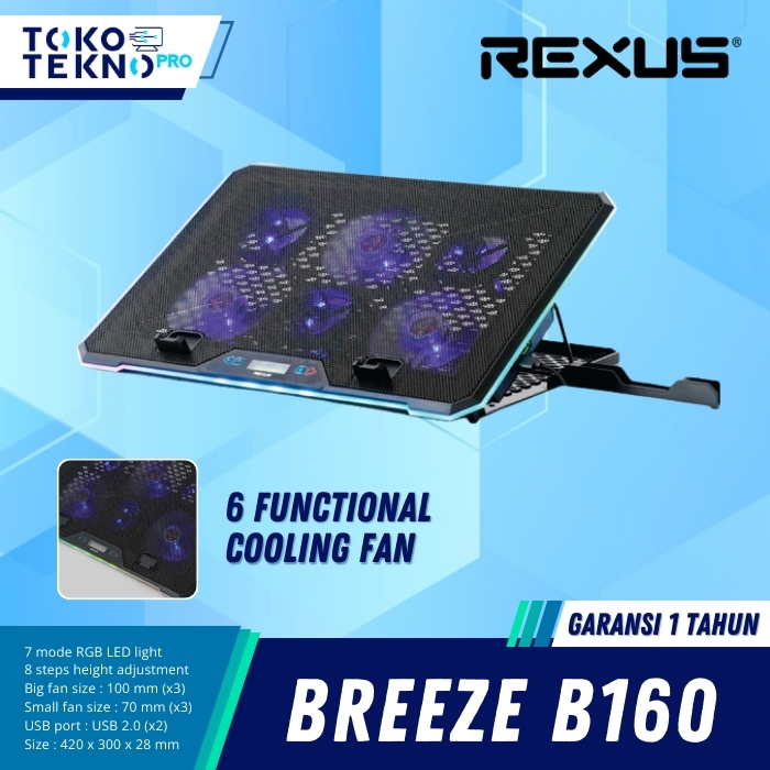 Jual Rexus B160 / B-160 Breeze Cooling Pad Laptop With Phone Holder ...
