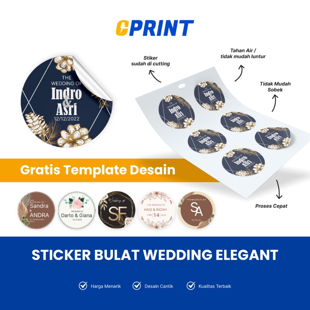 Jual Stiker Vinyl Susu Wedding Elegant Bulat Anti Air Custom Free ...