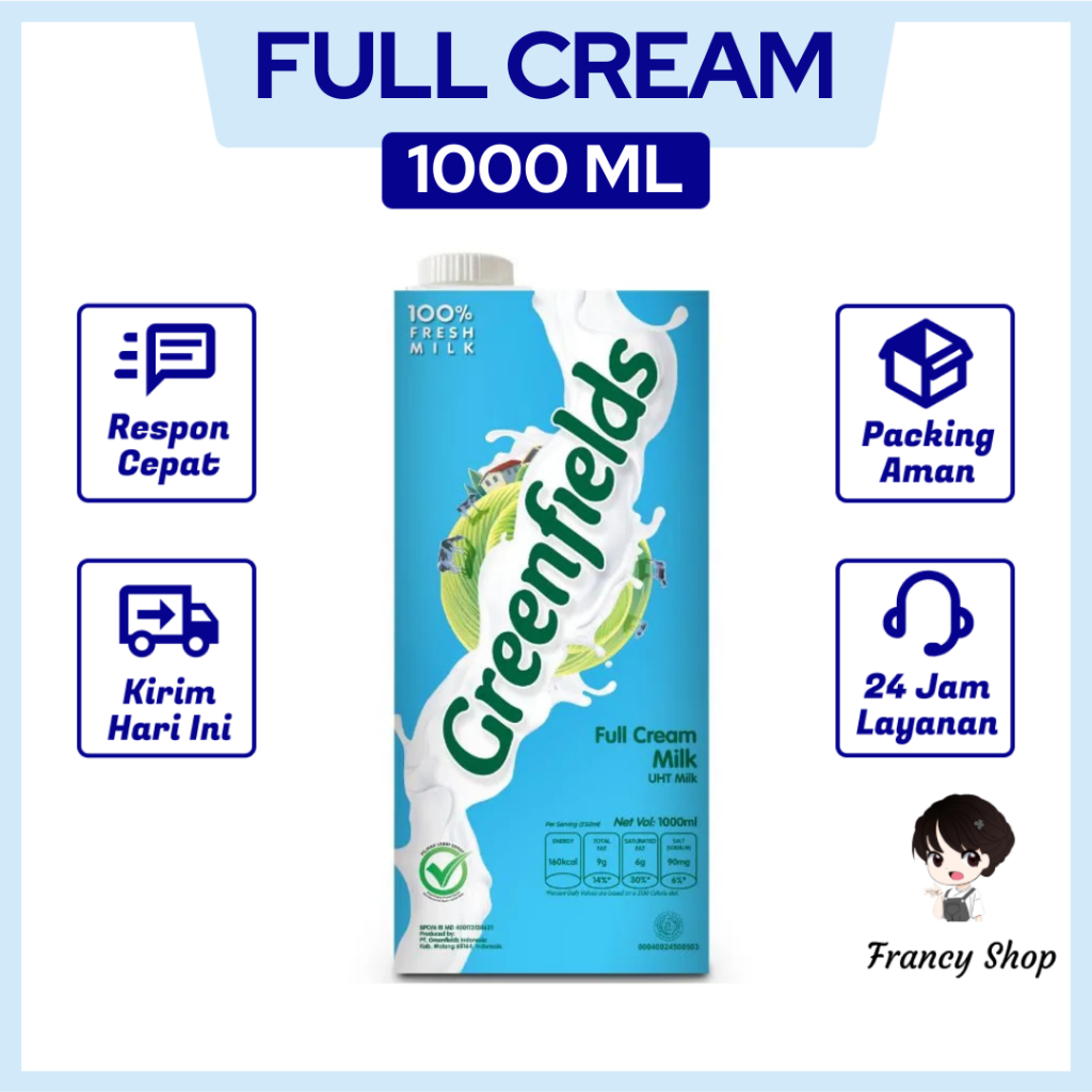 Jual Greenfields Susu UHT Full Cream 1000 ml 1 L | Shopee Indonesia