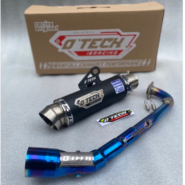 Jual knalpot racing original otech racing short blackdof header blue ...