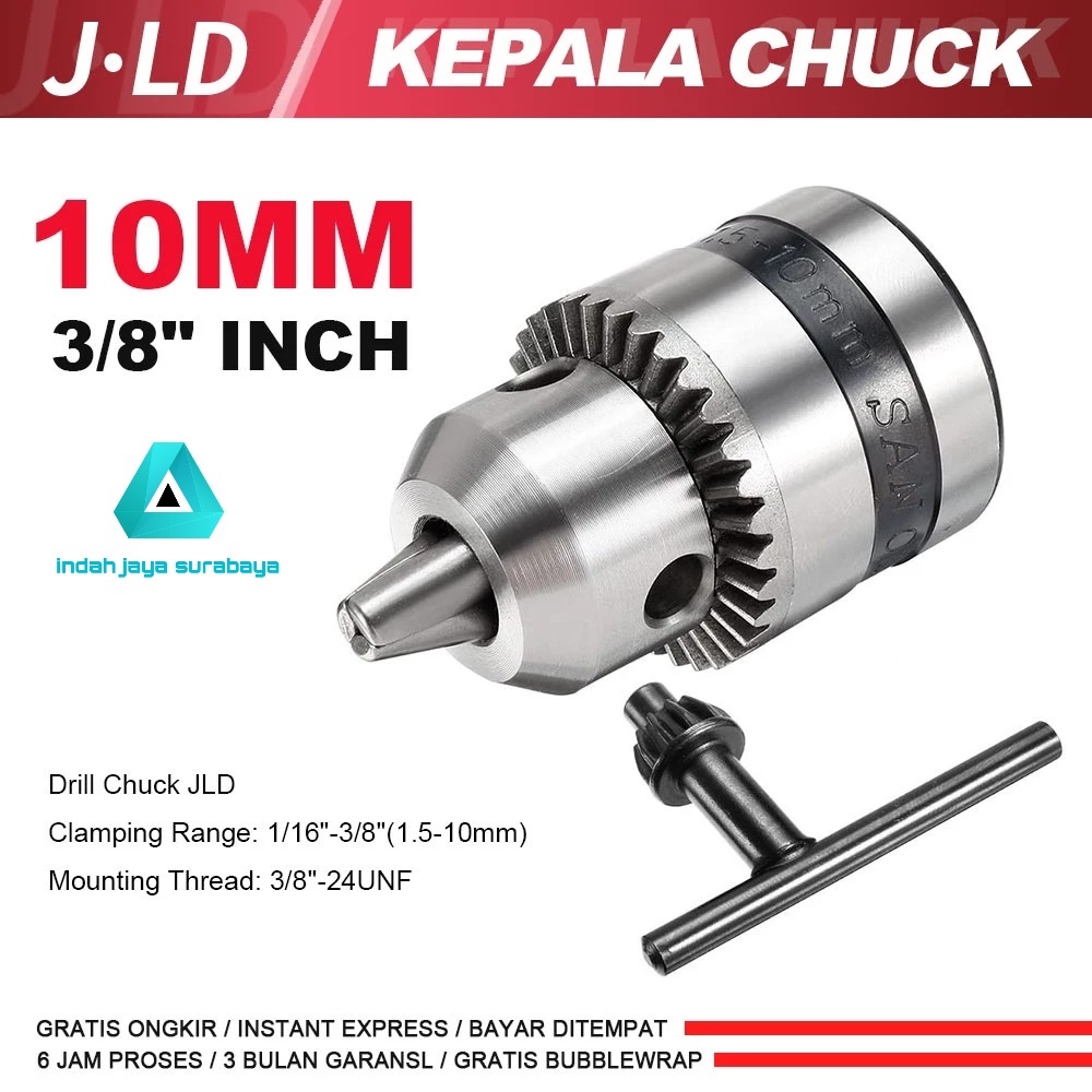 Jual JLD Kepala bor 10 mm 3/8" inch Perkakas Bor Tangan - Drill Chuck ...