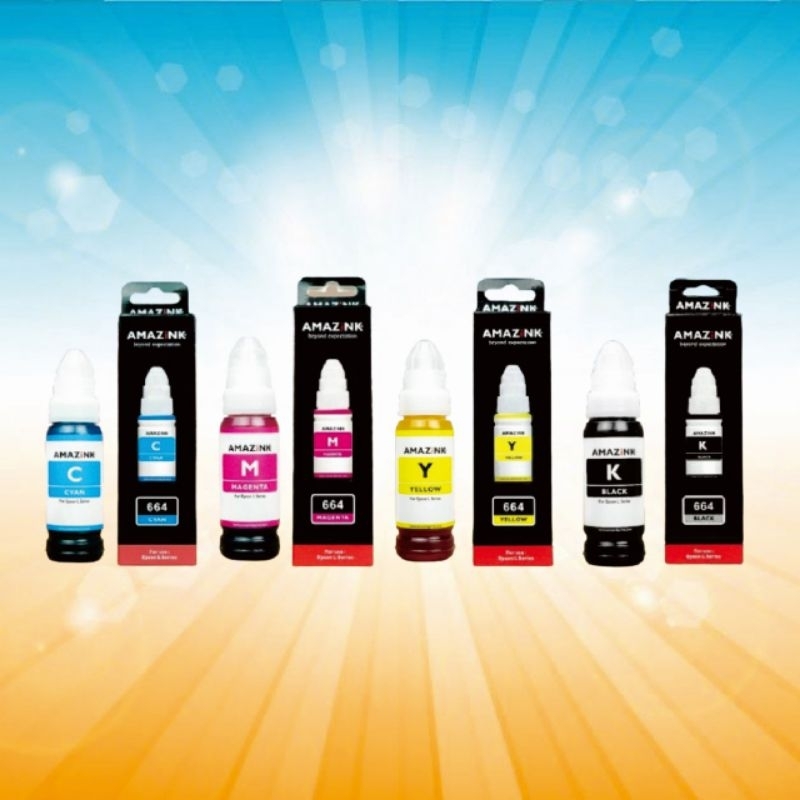 Jual 1 SET Tinta Printer EPSON 664 L Series 70 ml amazink warna CMYK isi ulang untuk Printer ...