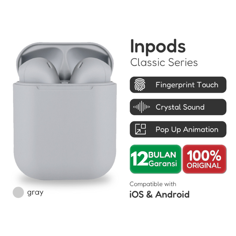 Jual InPods 12 Gray Classic Series TWS i12 - Headset Bluetooth TWS iOS ...