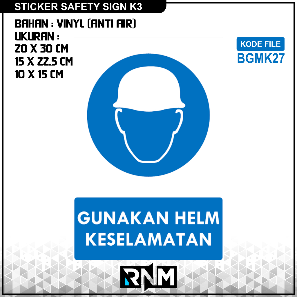 Jual STICKER SAFETY SIGN RAMBU K3 GUNAKAN HELM KESELAMATAN | Shopee ...