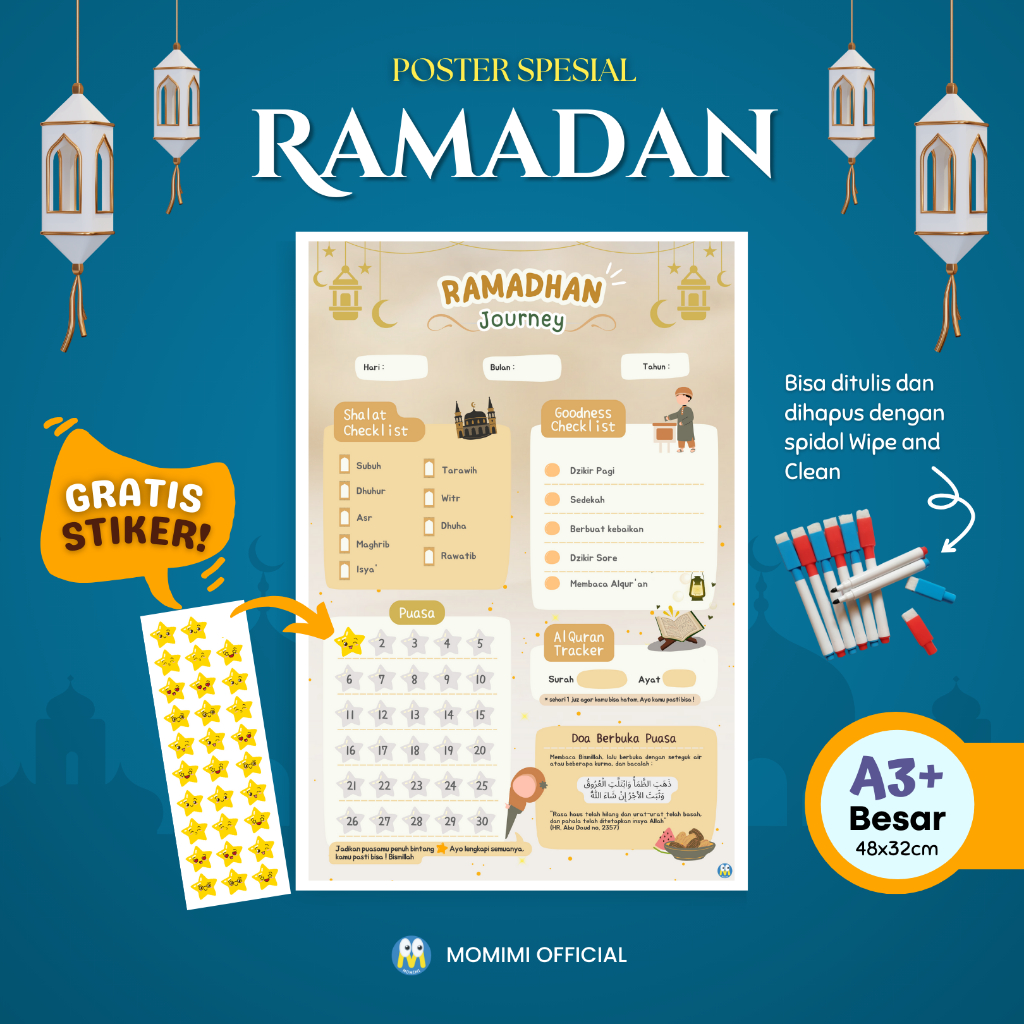 Jual Poster Ramadhan Anak / Ramadan Chart Tracker Ceklis Aktifitas ...